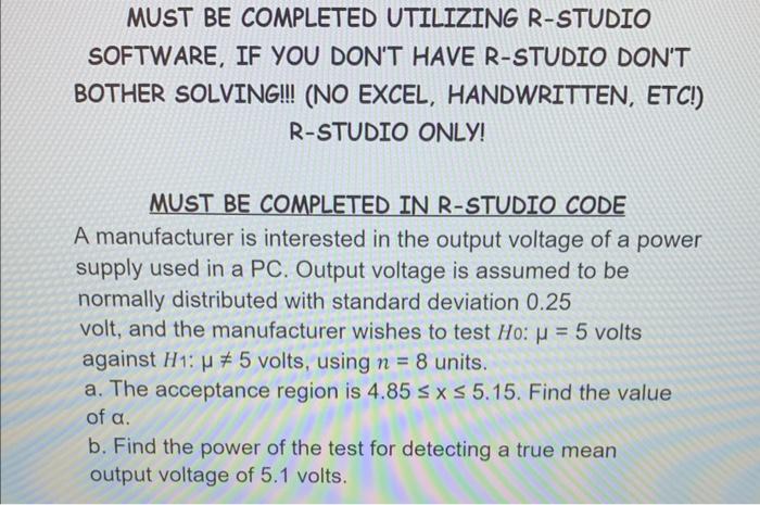 Solved MUST BE COMPLETED UTILIZING R-STUDIO SOFTWARE, IF YOU | Chegg.com