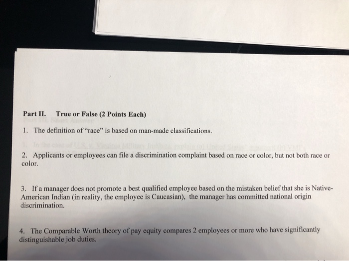 Solved Part II. True or False (2 Points Each) 1. The | Chegg.com
