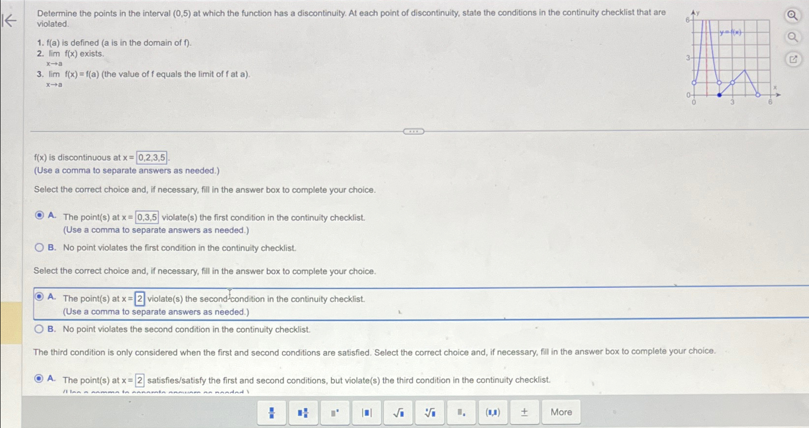 Solved Determine the points in the interval (0,5) ﻿at which | Chegg.com