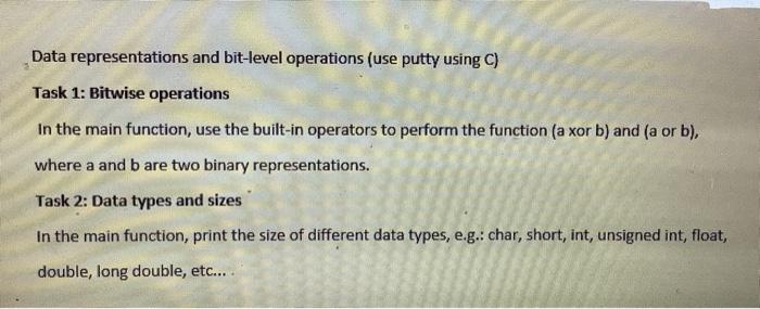 Solved Data representations and bit-level operations (use | Chegg.com