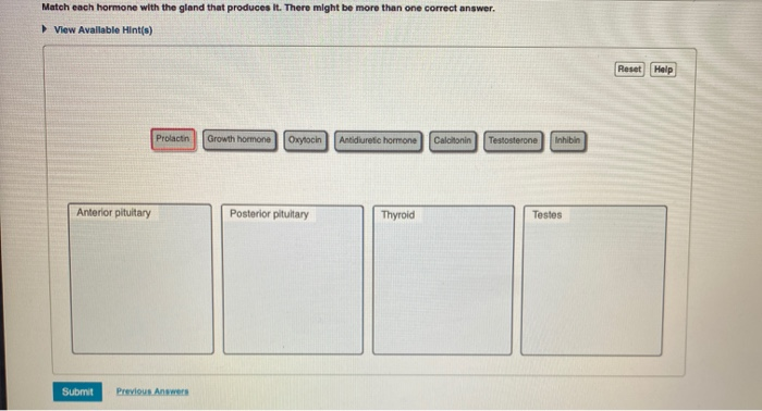 Solved Match each hormone with the gland that produces it. | Chegg.com