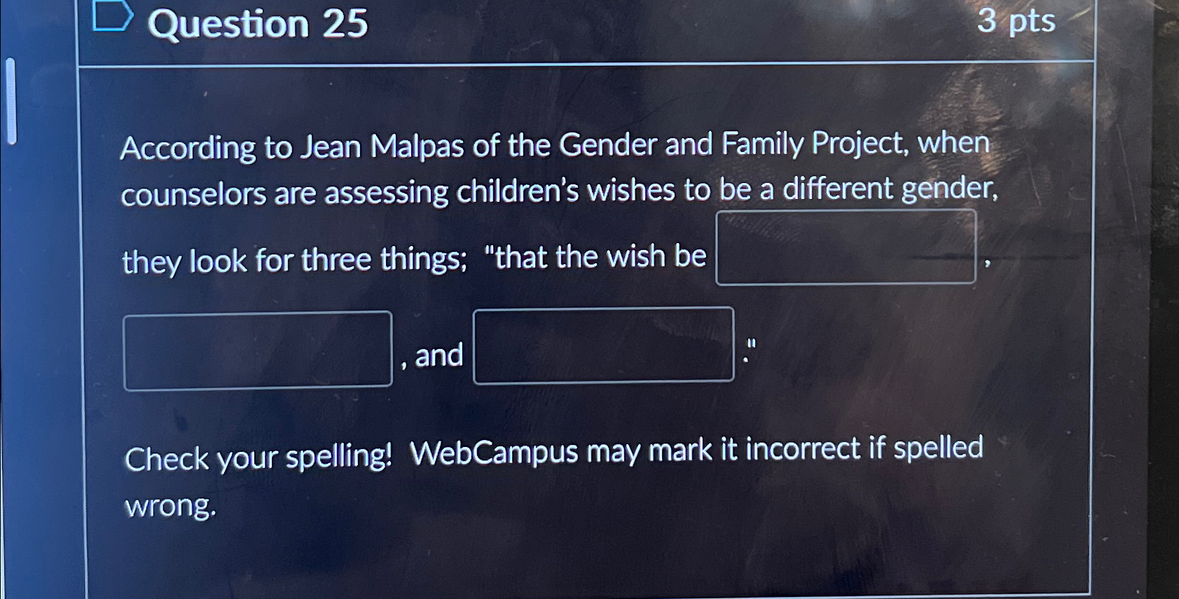 Solved Question 253ptsAccording to Jean Malpas of the Gender | Chegg.com
