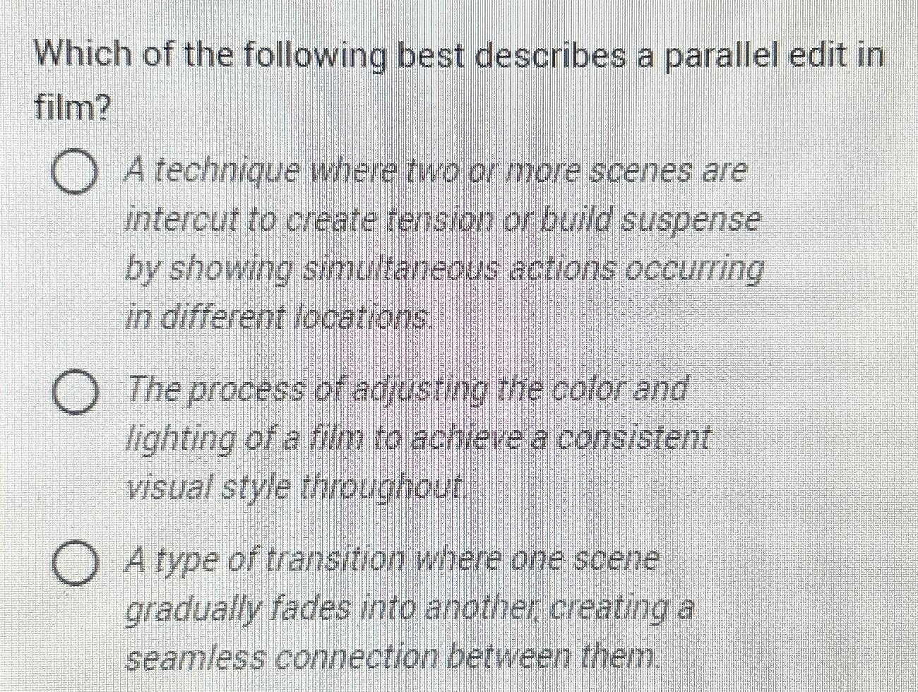 Solved Which of the following best describes a parallel edit | Chegg.com