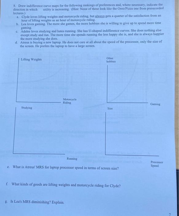 Solved 8. Draw indifference curve maps for the following | Chegg.com