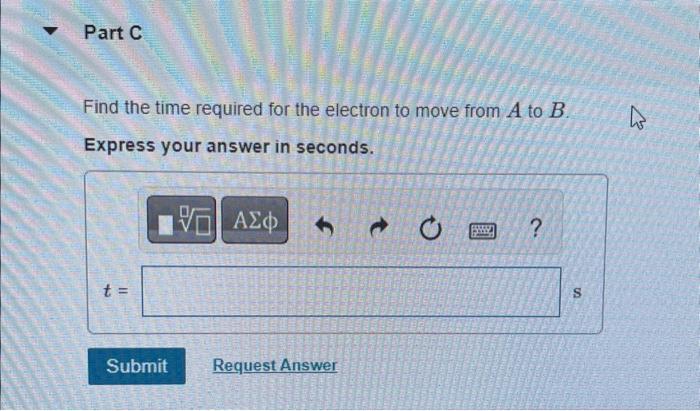 Solved An electron at point A in (Figure 1) has a speed v0 | Chegg.com