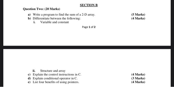 Solved SECTION A (30 Marks) Question One: (30 Marks) a) | Chegg.com