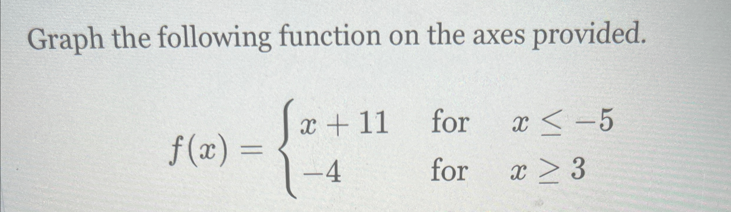 Solved Graph the following function on the axes | Chegg.com