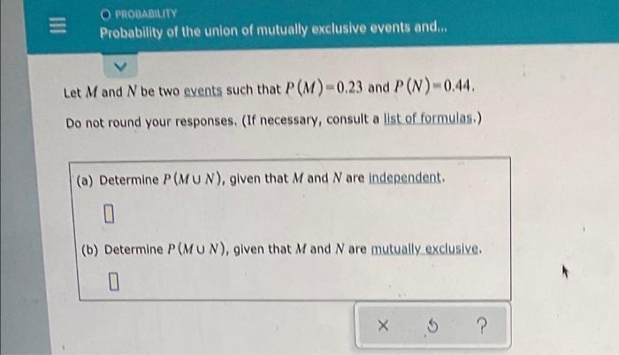 Solved UI O PROBABILITY Probability of the union of mutually | Chegg.com