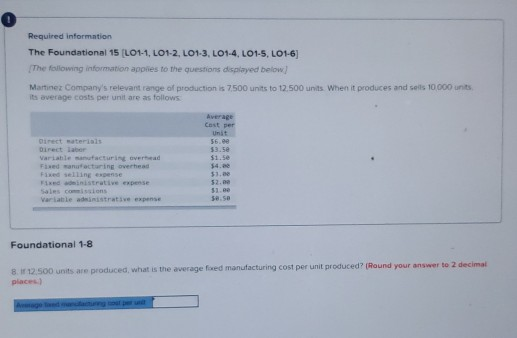 Solved Required information The Foundational 15 (LO1-1, | Chegg.com