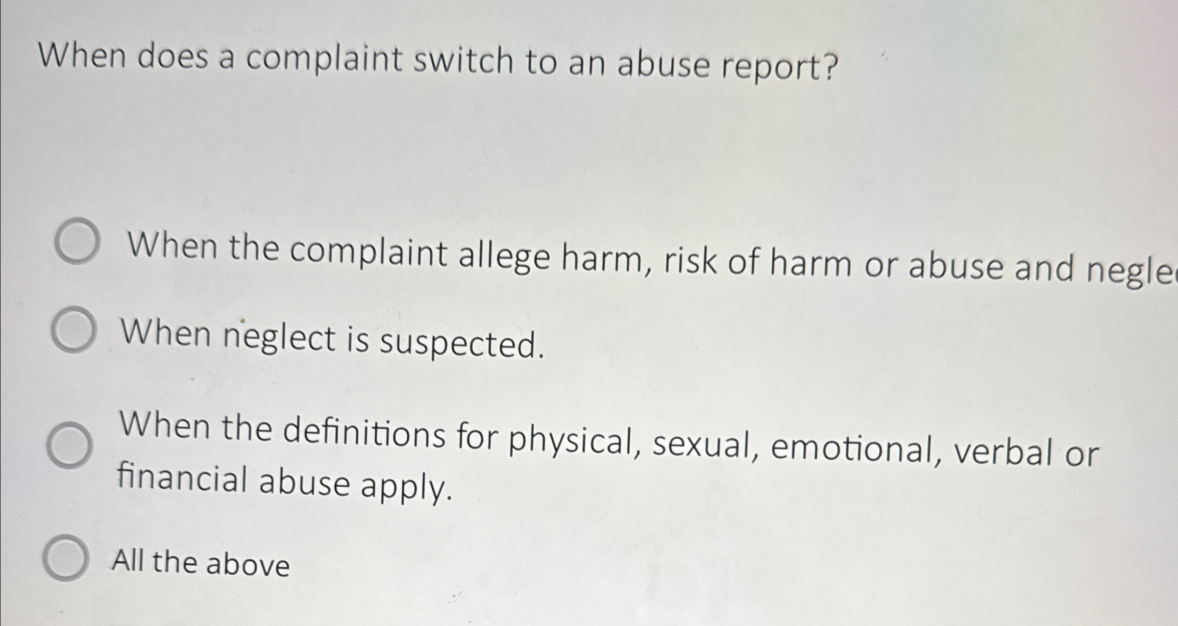 Solved When does a complaint switch to an abuse report?When | Chegg.com