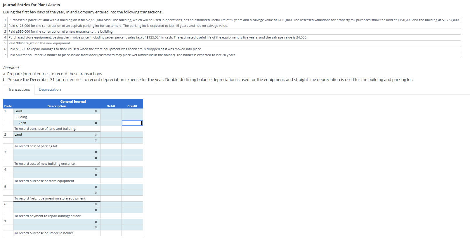 Solved During the first few days of the year, Inland Company | Chegg.com