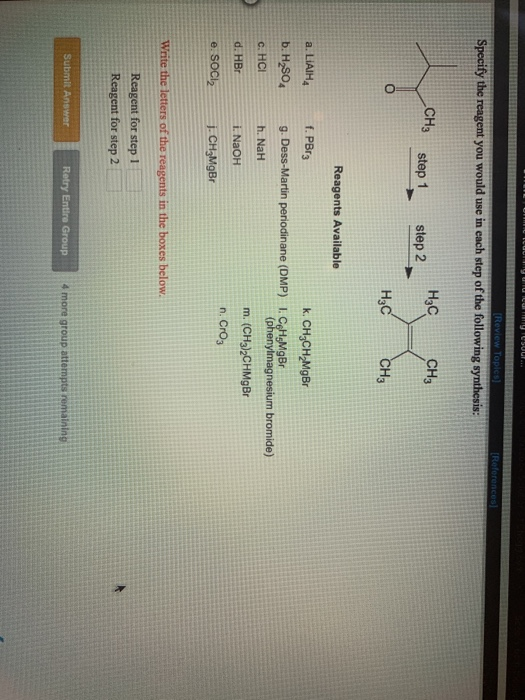Solved UULUUL (Review Toples (References Specify the reagent | Chegg.com