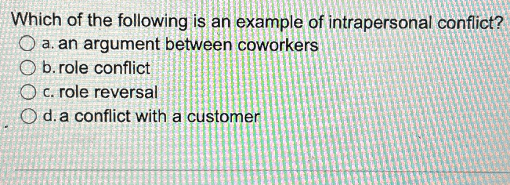 Solved Which of the following is an example of intrapersonal | Chegg.com