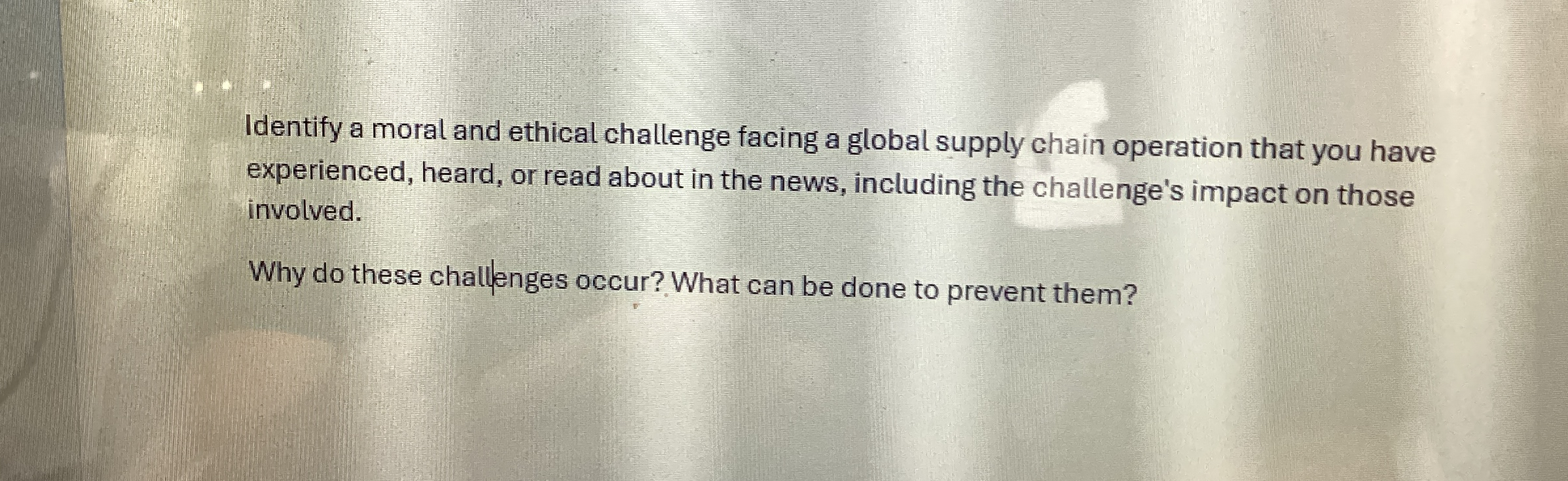 Solved Identify a moral and ethical challenge facing a | Chegg.com