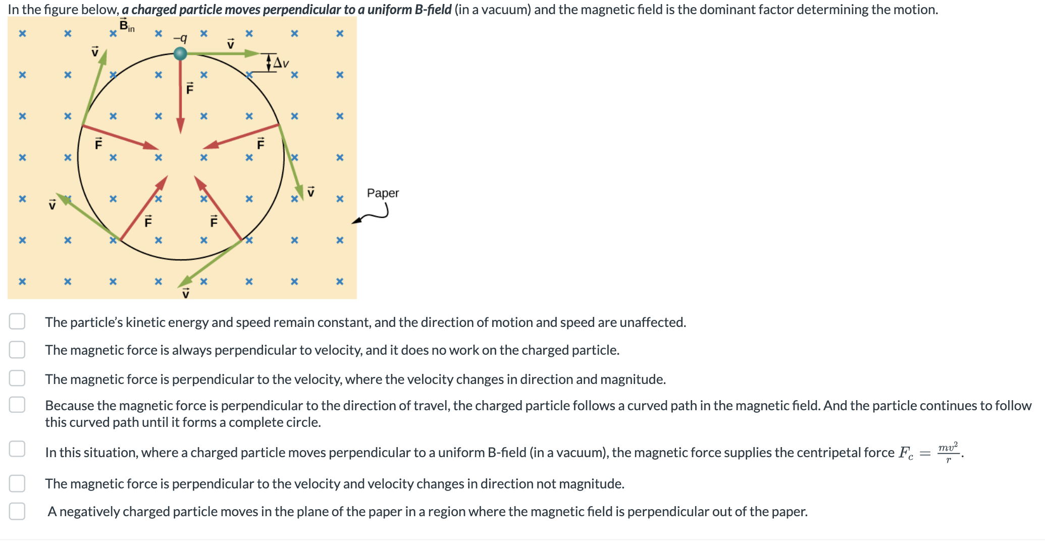 Solved In the figure below, a charged particle moves | Chegg.com