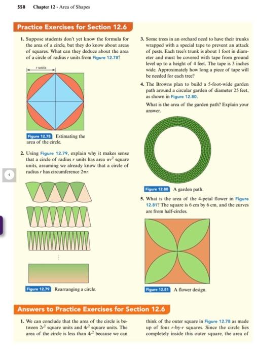 Solved 558 Chapter 12. Area of Shapes Practice Exercises for | Chegg.com