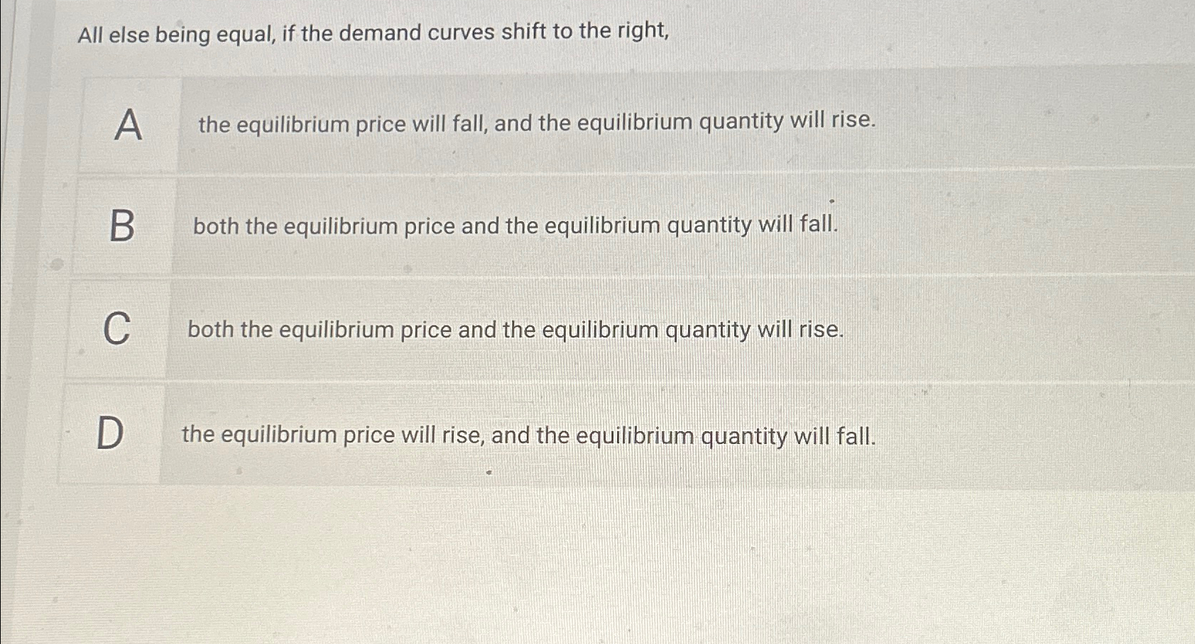Solved All else being equal, if the demand curves shift to | Chegg.com