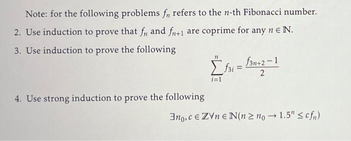 Solved Note: for the following problems fn refers to the | Chegg.com