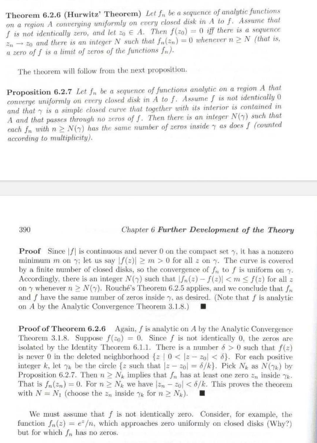Solved Theorem 6.2.6 (Hurwitz' Theorem) Let fn be a sequence | Chegg.com