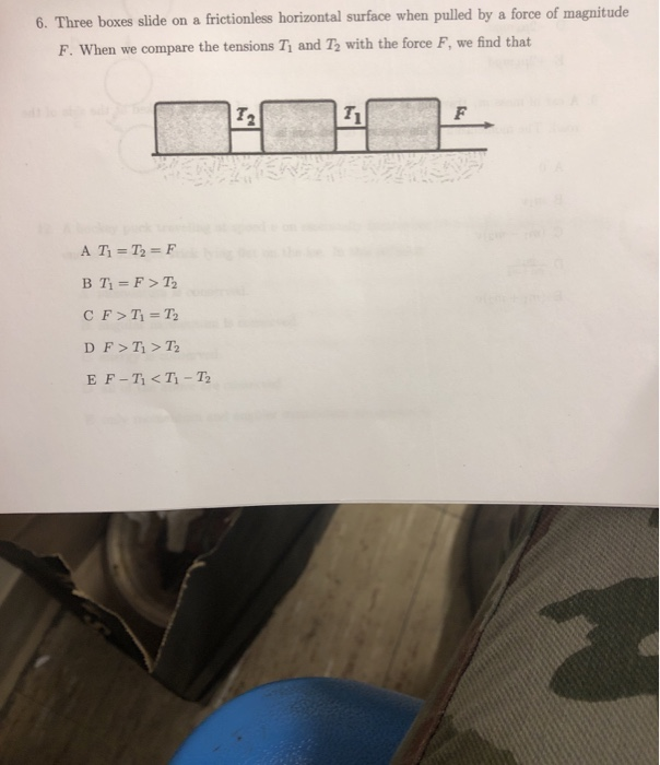 Solved 6. Three boxes slide on a frictionless horizontal | Chegg.com