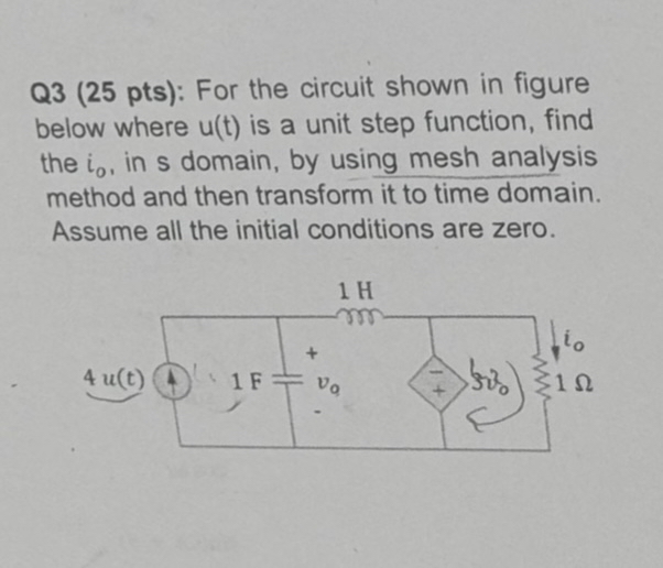Solved Q3 (25 ﻿pts): For the circuit shown in figure below | Chegg.com