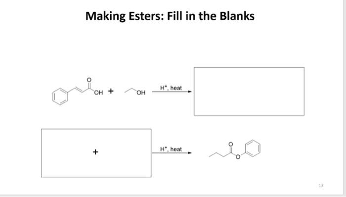 Solved Making Esters: Fill in the Blanks | Chegg.com