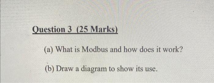 Solved (a) What is Modbus and how does it work? (b) Draw a | Chegg.com