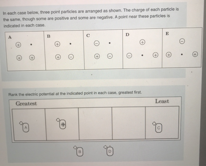 In each case below, three point particles are | Chegg.com