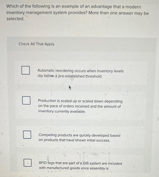 Solved Which of the following is an example of an advantage | Chegg.com