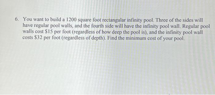 Solved 6. You want to build a 1200 square foot rectangular | Chegg.com