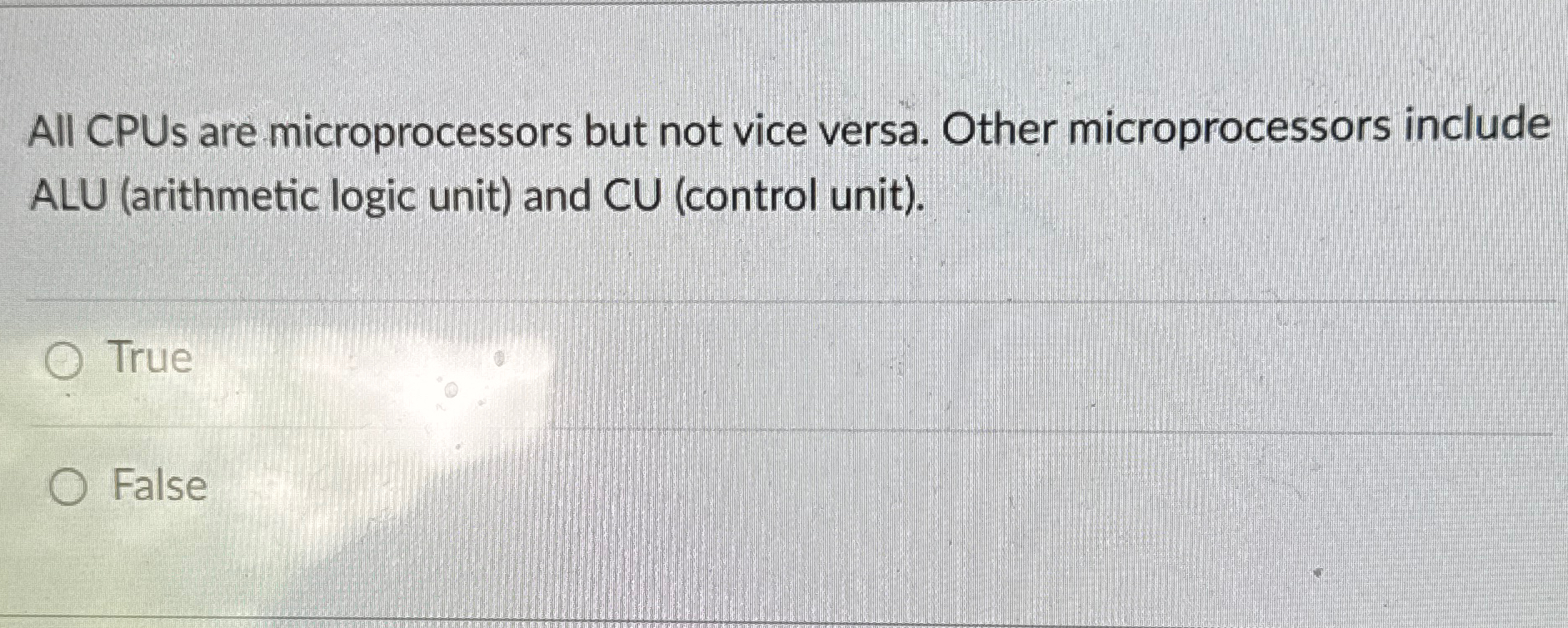 Solved All CPUs are microprocessors but not vice versa. | Chegg.com