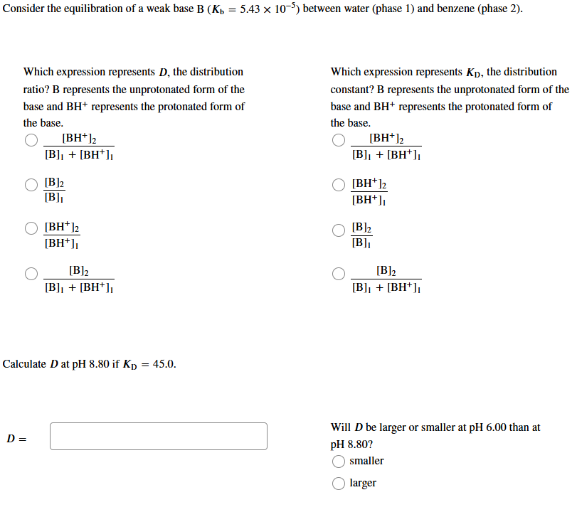 Solved Consider the equilibration of ﻿a weak base | Chegg.com