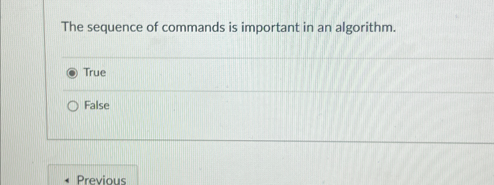 Solved The sequence of commands is important in an | Chegg.com