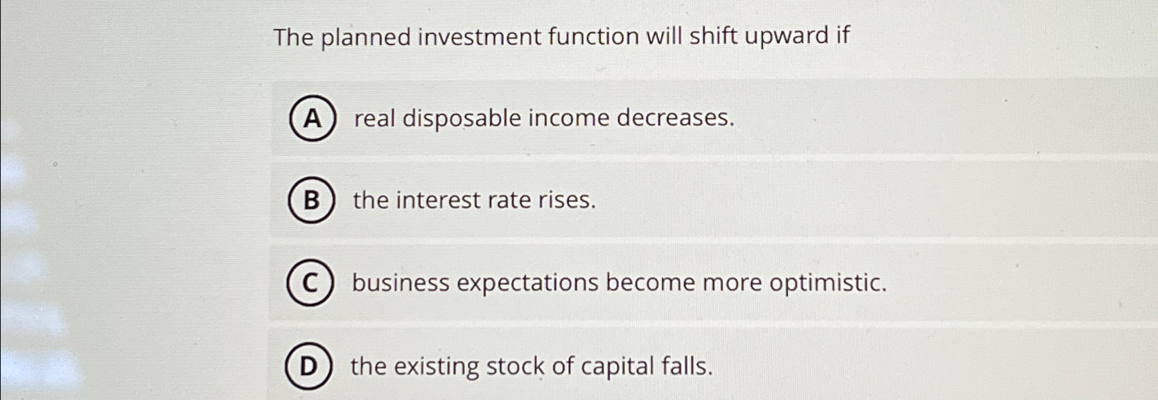 The planned investment function will shift upward | Chegg.com