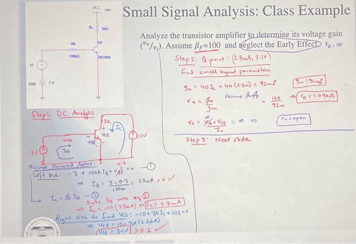 Solved Small Signal Analysis: Class Example Analyze the | Chegg.com