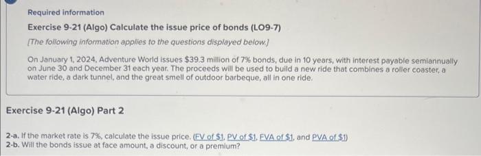 Solved Required information Exercise 9-21 (Algo) Calculate | Chegg.com