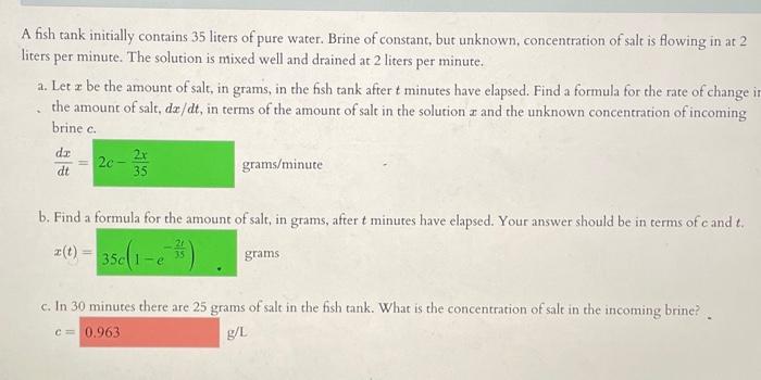 Solved Initially 15 grams of salt are dissolved into 10 | Chegg.com