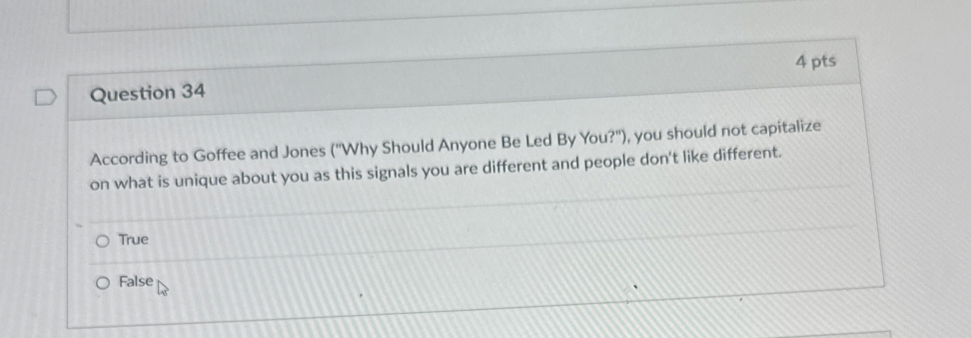 Solved Question 344 ﻿ptsAccording to Goffee and Jones ("Why | Chegg.com