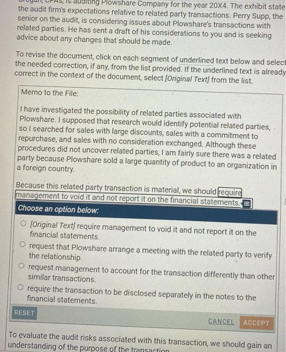 Excerpt from Audit Firm Policy Manual on Related | Chegg.com