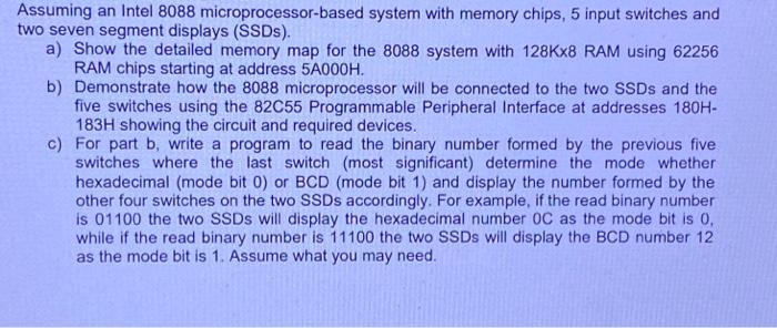 Solved Assuming an Intel 8088 microprocessor-based system | Chegg.com