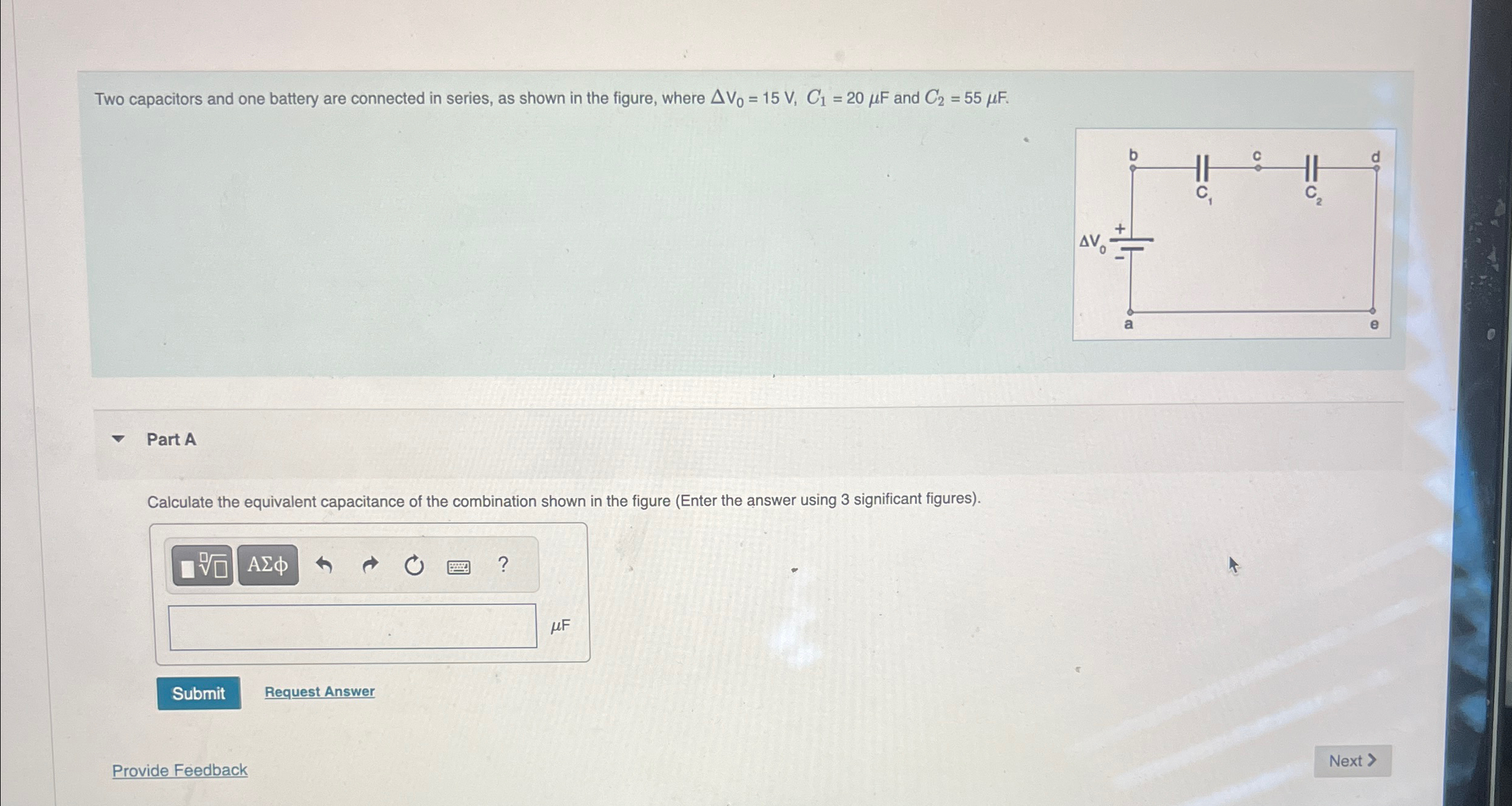 Solved Two capacitors and one battery are connected in | Chegg.com