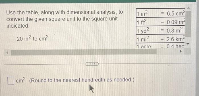 Solved Use the table, along with dimensional analysis, to | Chegg.com