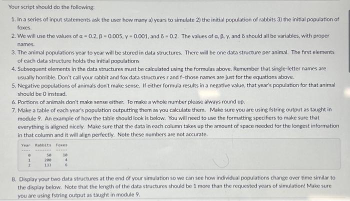 Solved Rabbits and Foxes You will write a program that | Chegg.com