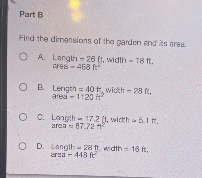 Solved The perimeter of a garden is 88 feet. The length is | Chegg.com