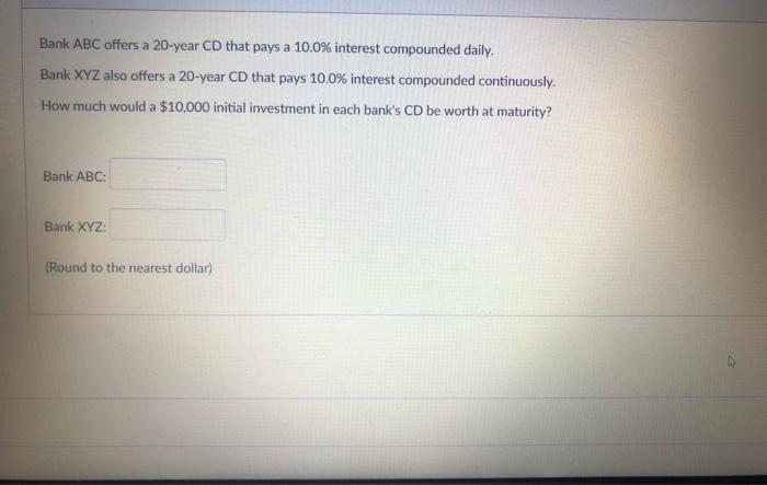 Solved Bank \( \mathrm{ABC} \) offers a 20 -year \( | Chegg.com