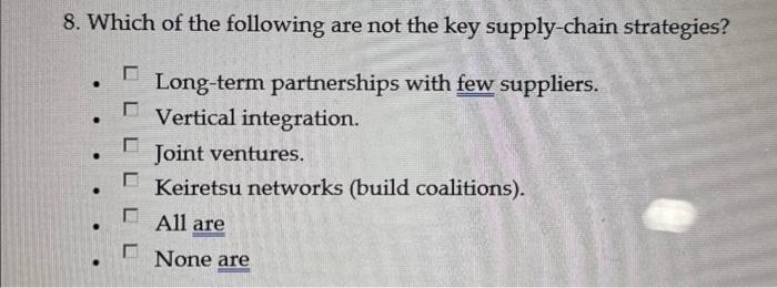 Solved 5. Which of the following are the Main Advantages of | Chegg.com