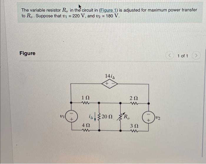 Solved The variable resistor R0 in the circuit in (Figure 1 | Chegg.com