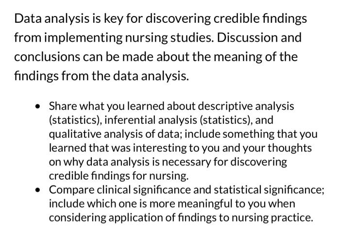 Solved Data analysis is key for discovering credible | Chegg.com