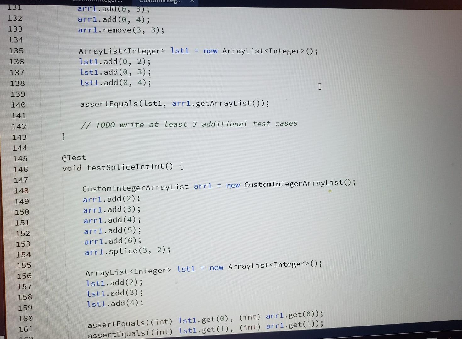 Solved aTest void testRemoveInt() \{ CustomIntegerArraylist | Chegg.com