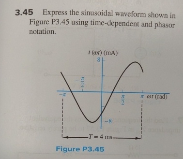 Solved 3.45 ﻿Express the sinusoidal waveform shown inFigure | Chegg.com